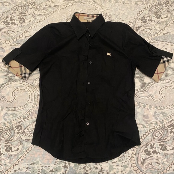Burberry | Tops | Burberry London Black Button Up Womens S | Poshmark
